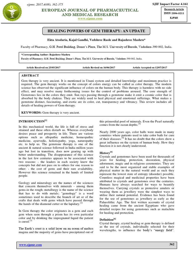 Healing Powers of Gem Therapy, An Update | PDF | Gemstone | Alternative ...