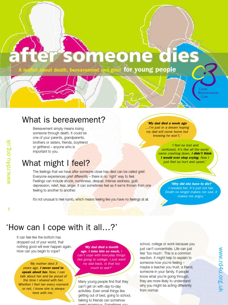 For Young People: A Leaflet About Death, Bereavement and Grief | PDF ...