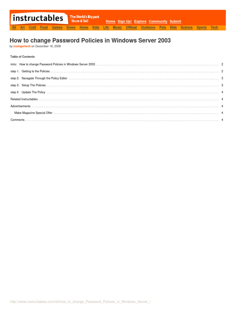 How To Change Password Policies in Windows Server | PDF | Cyberspace ...