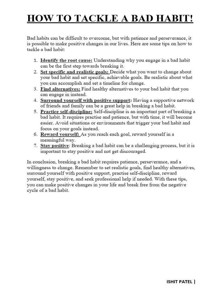 Tips for Overcoming Bad Habits | PDF