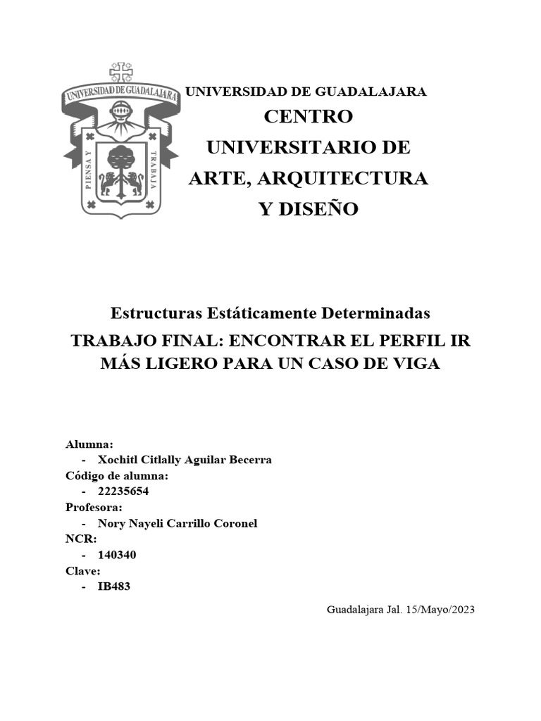 Trabajo Final Estructuras 3er Semestre | PDF | Materiales de construcción | Construyendo tecnología