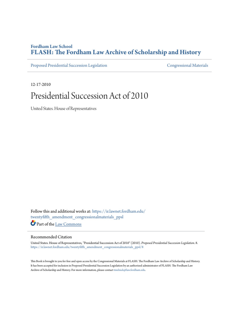 1.1. Presidential Succession Act of 2010 | PDF | American Government ...