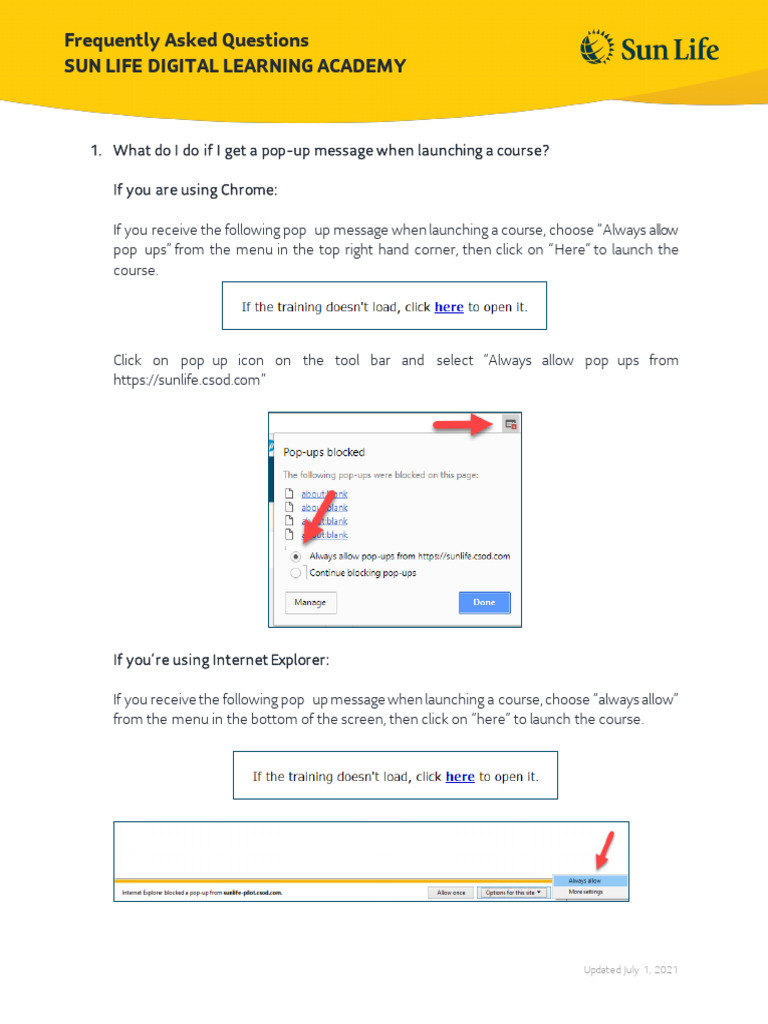 Sun Life Digital Learning Academy FAQs | PDF | Password | Computer Science