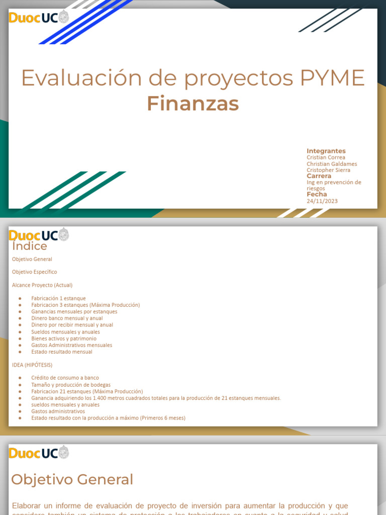 Evaluación de Proyectos PYME Finanzas | PDF | Business | Presupuesto