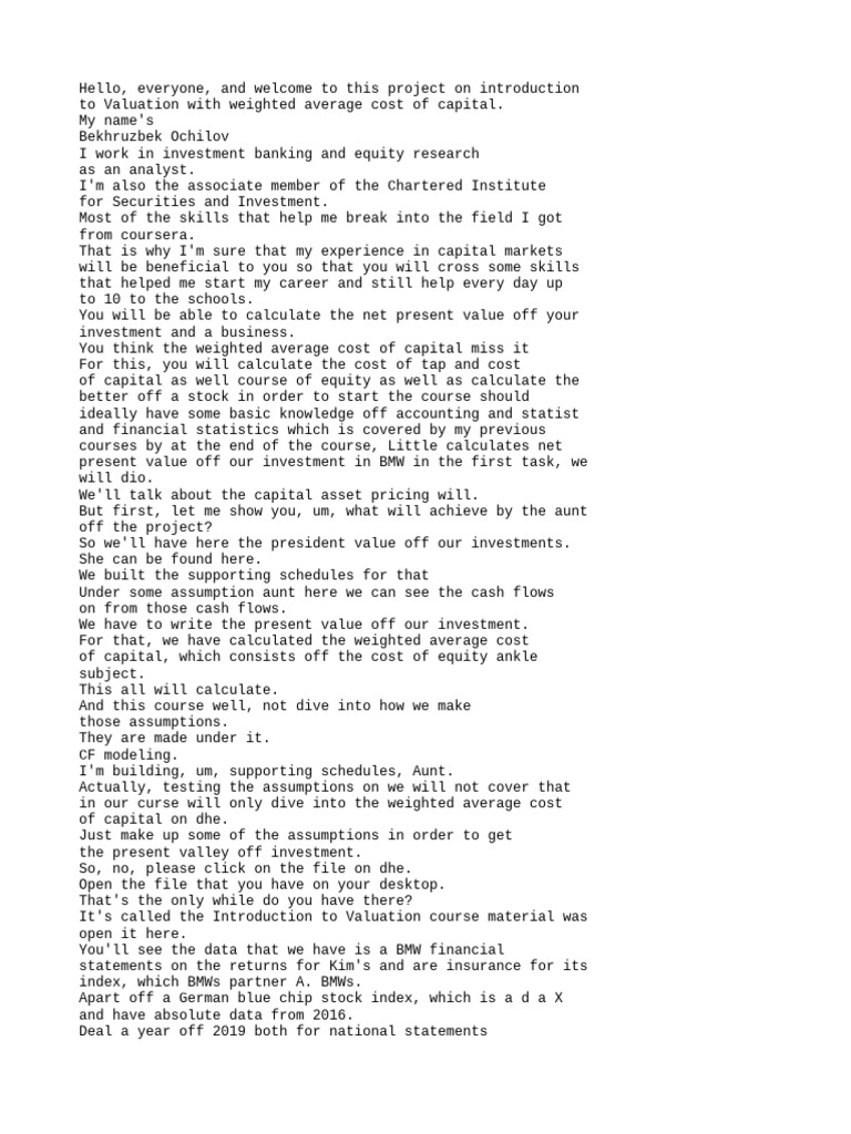 Introduction To CAPM - Transcript | PDF | Financial Risk | Capital ...