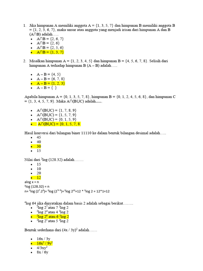 Soal Latihan Matematika | PDF