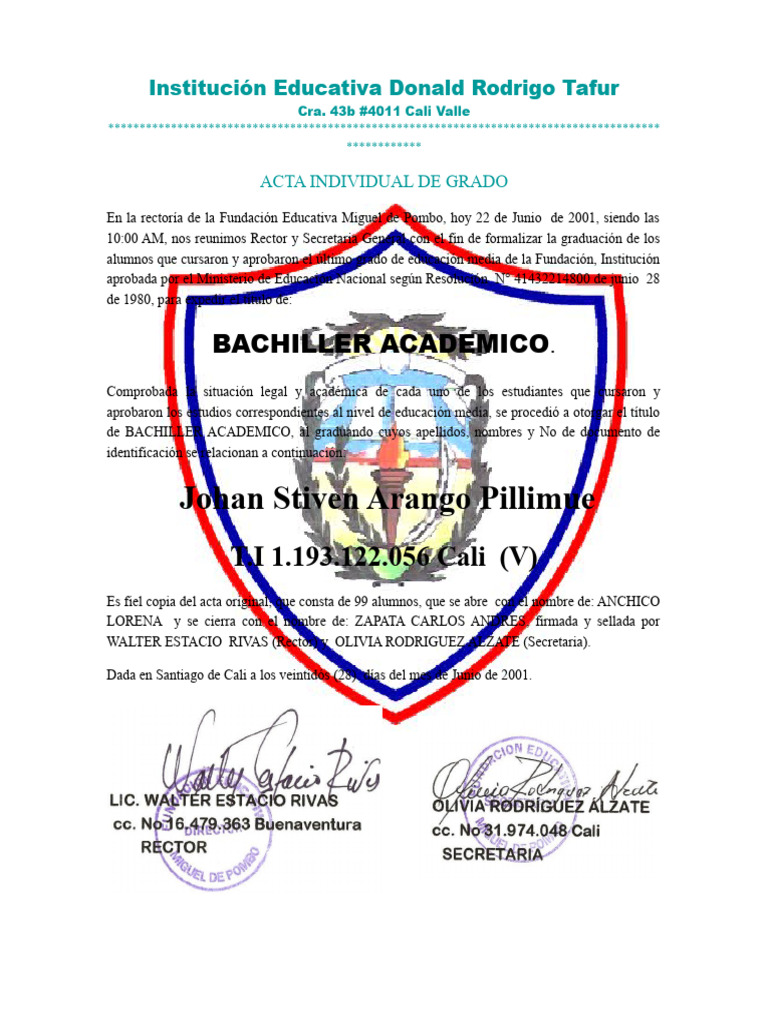 Acta Luis Gerardo Bedoya | PDF