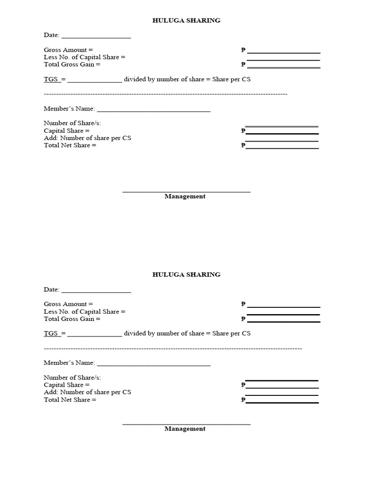 Huluga Profit Sharing | PDF | Finance & Money Management