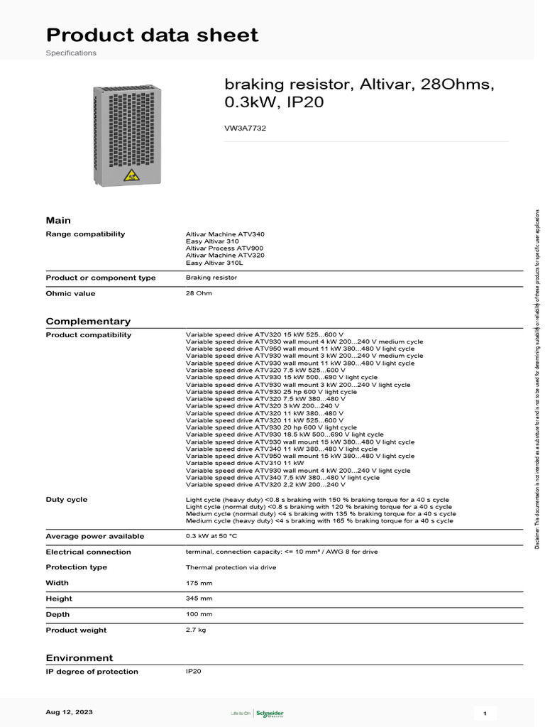 Altivar Process ATV900 - VW3A7732 | PDF | Manufactured Goods | Computing