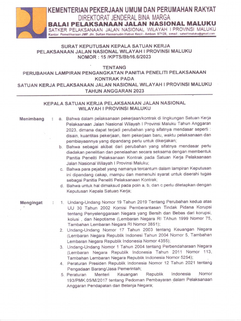 SK Cco Perubahan 2023 | PDF