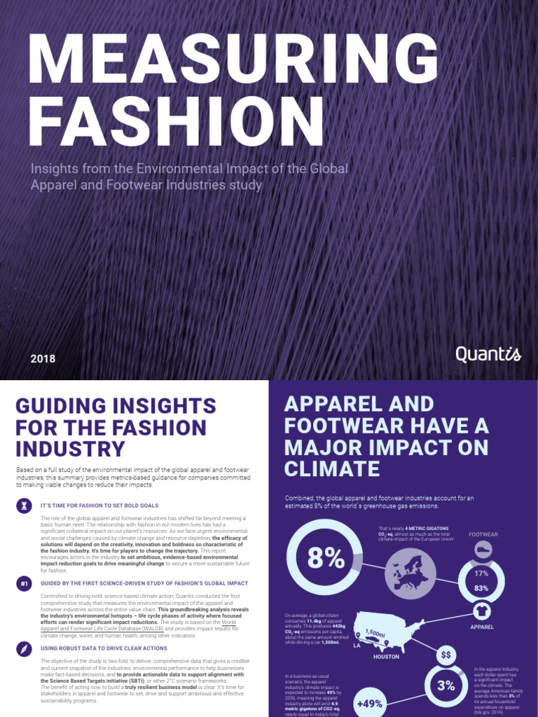 Measuringfashion Globalimpactstudy Quantis 2018 | PDF | Life Cycle Assessment | Textiles