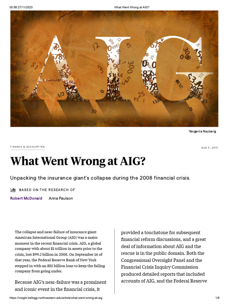 What Went Wrong at AIG | PDF | Finance & Money Management | Credit