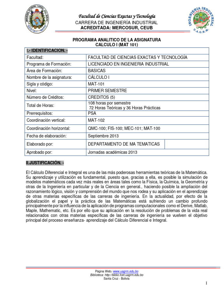 Mat 101 Calculo I of Rev | PDF | Derivado | Integral