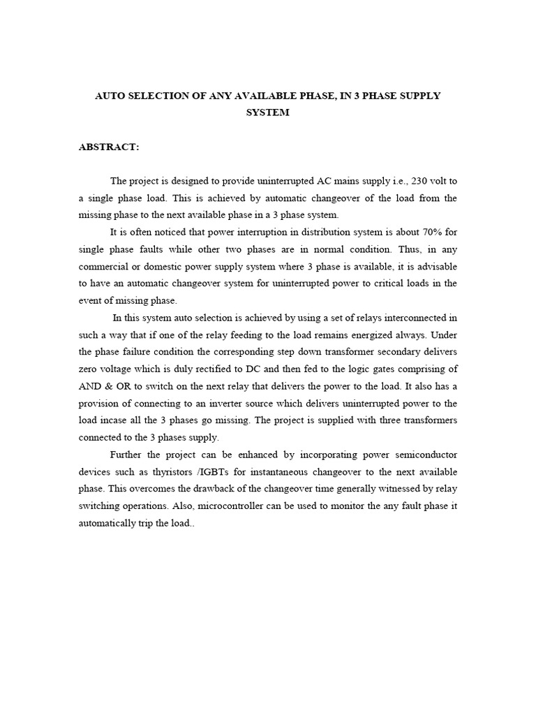 Automatic Phase Connection Report | PDF | Transformer | Power Supply
