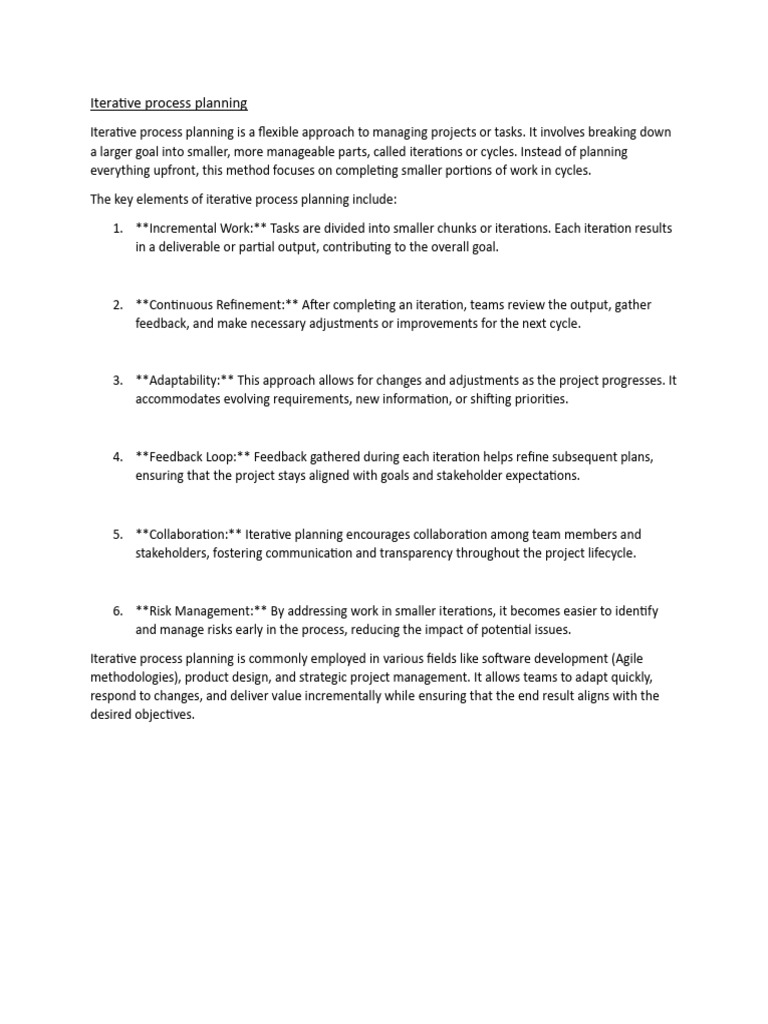 Iterative Process Planning in Projects | PDF | Business
