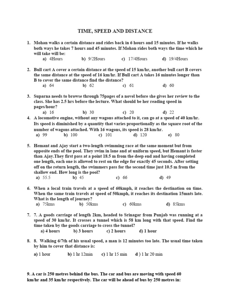 Dis., Speed & Time | PDF | Speed | Transport