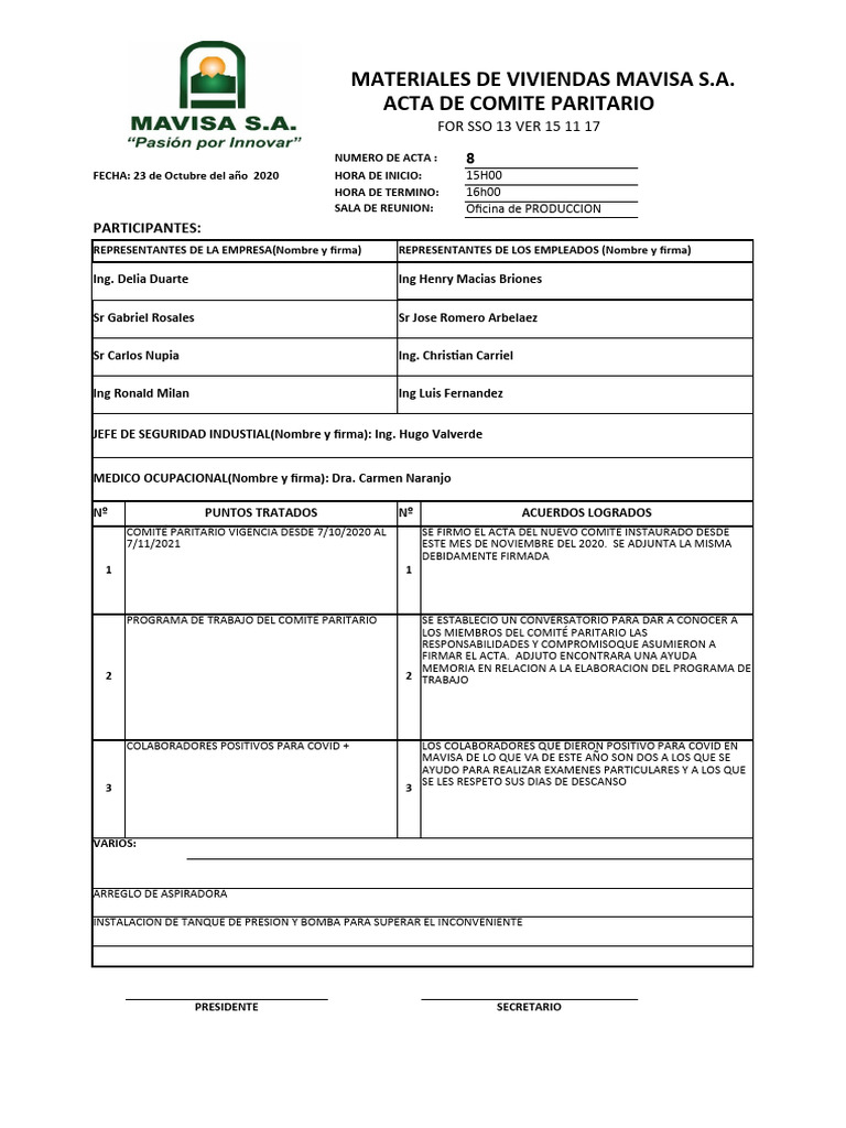 2020 Actas Del Comite | PDF
