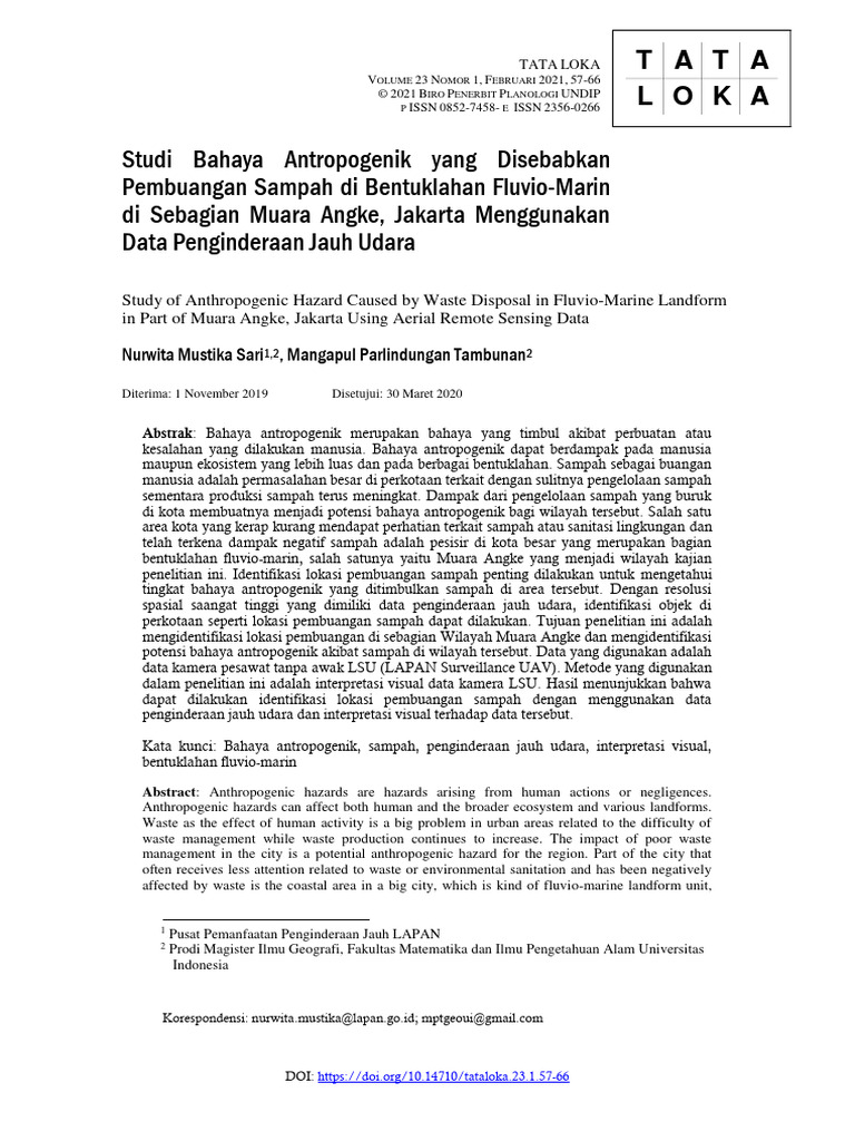 Studi Bahaya Antropogenik Muara Angke | PDF | Sains & Matematika ...