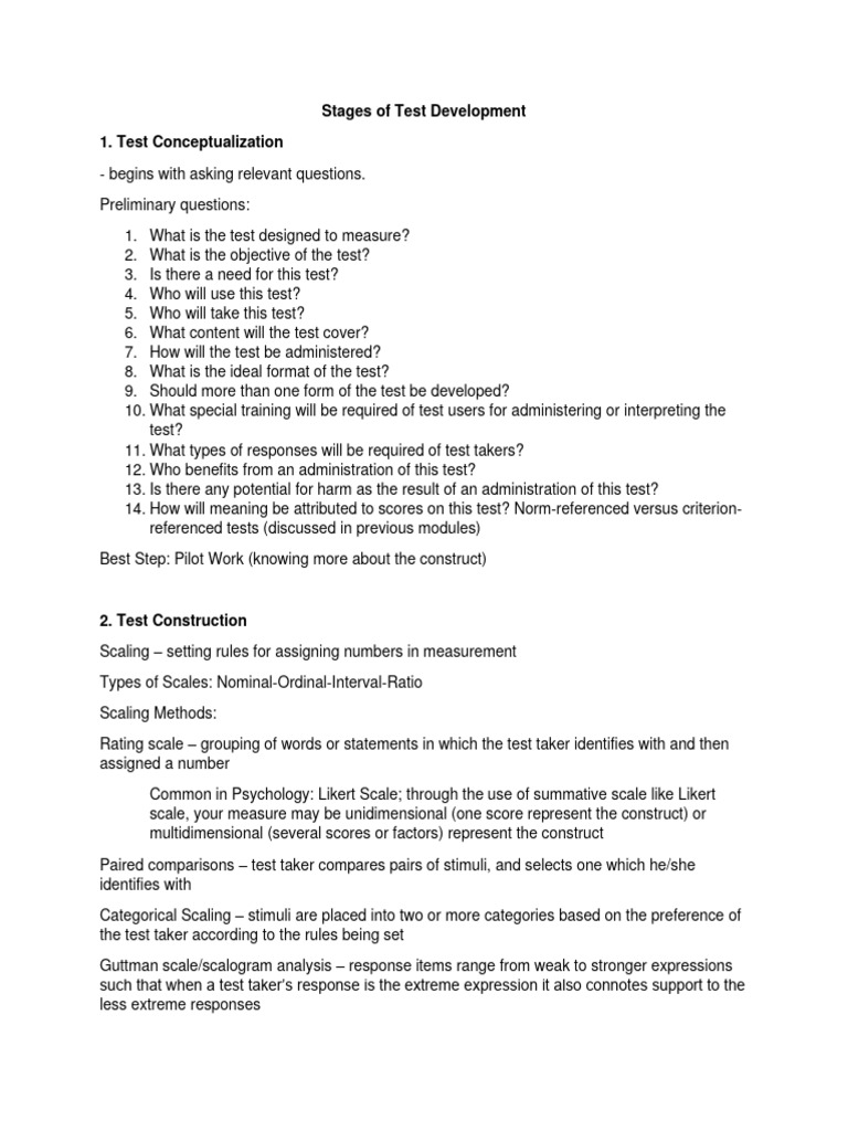 Stages of Test Development | PDF | Evaluation Methods | Psychology