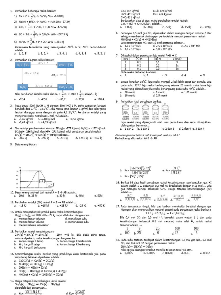 Latihan Soal Termo-Kesetimbangan | PDF