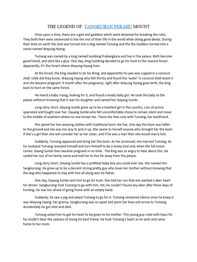 The Legend of Tangkuban Perahu | PDF