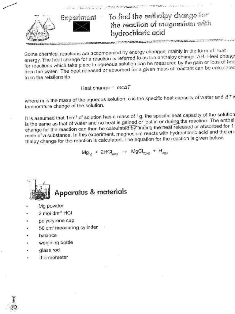 SBA #7 - Enthalpy Change MG and HCL | PDF