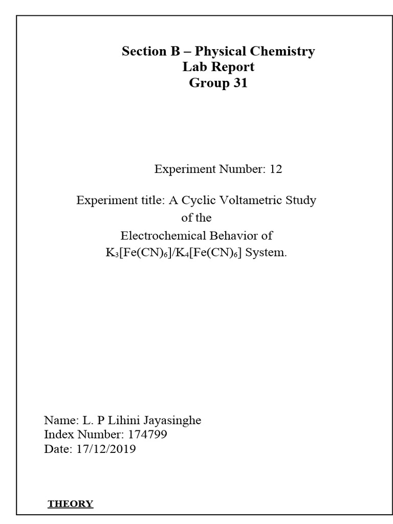 Physical Exp 14 Cyclic Voltamettry | PDF | Electrode | Electromagnetism