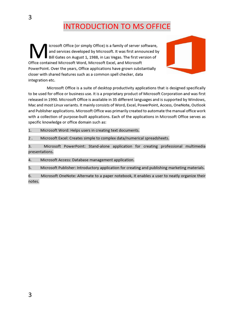 Intro to Microsoft Office Tools | PDF | Microsoft Office | Microsoft Excel