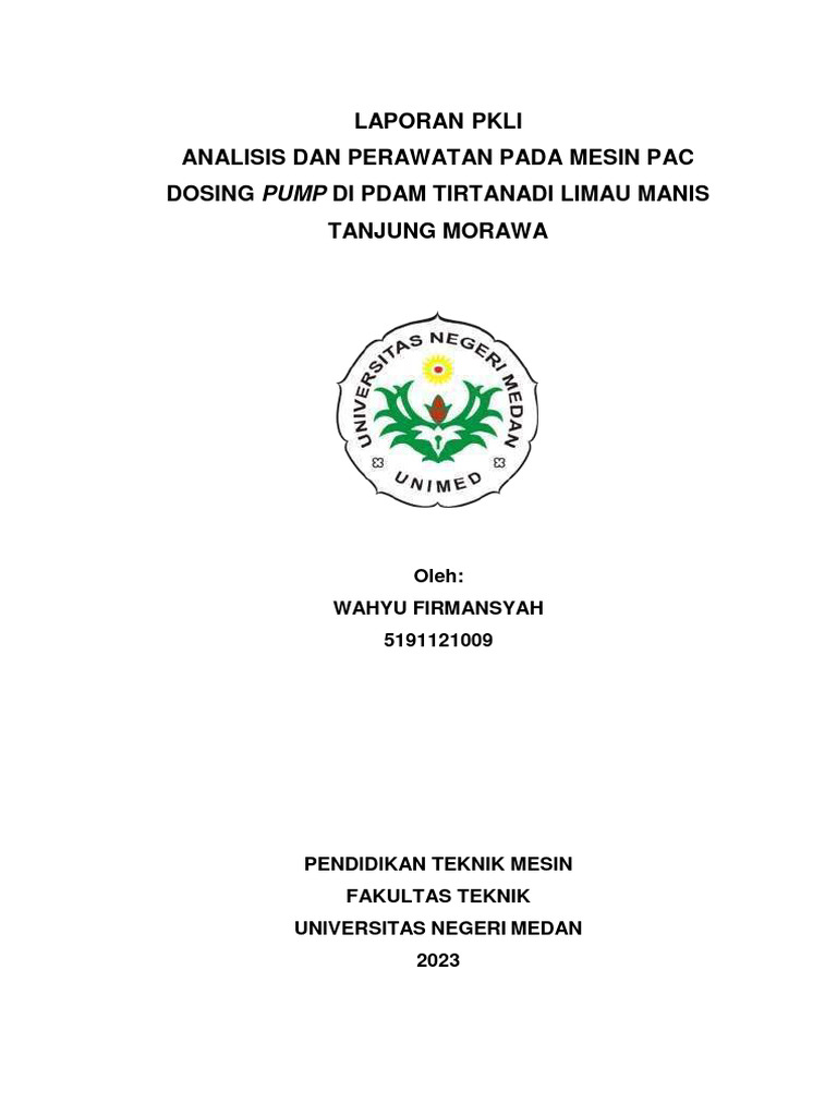 14 09 01 Laporan Pkli Analisis Dan Perawatan Pada Mesin Pac Dosing Pump ...