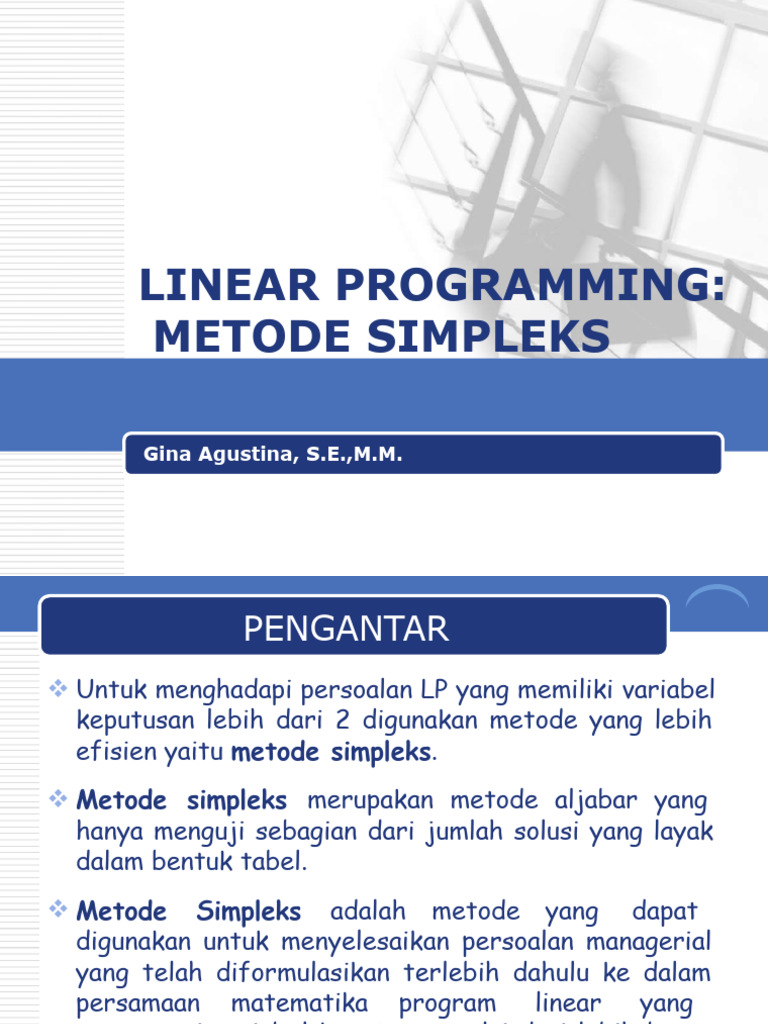 Penerapan Metode Simpleks dalam LP | PDF