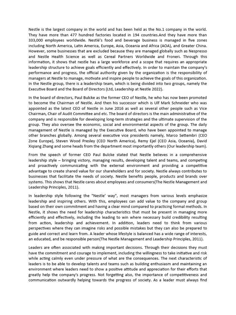 Leader PDF Leadership Nestl 