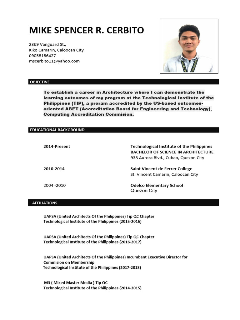 Cerbito Mike Spencer. Resume - Final | PDF | Engineering