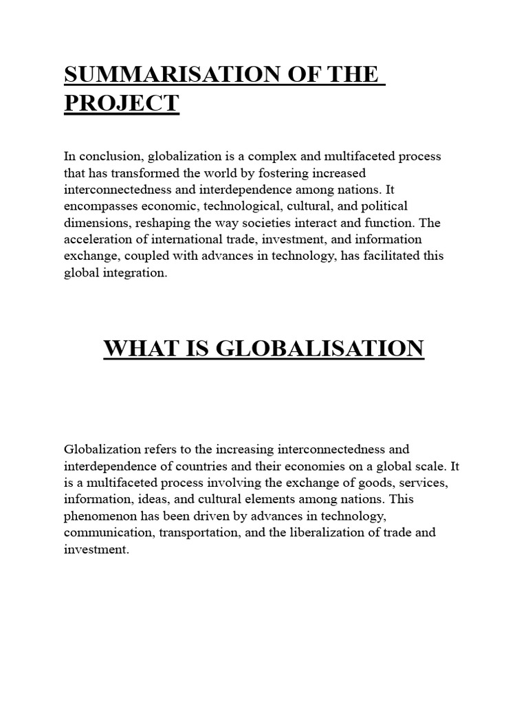SSC Idp Project | PDF | Globalization | Treaty Of Versailles