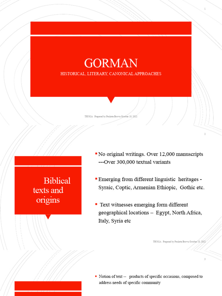 Presentation Gorman | Download Free PDF | Exegesis | Hermeneutics