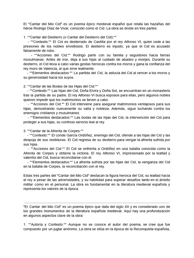 Cantar Del Mío Cid | PDF