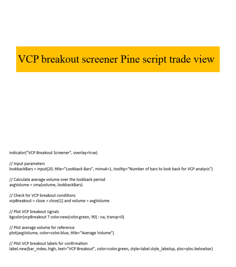 VCP Breakout Screener in Pine Script | PDF | Teaching Methods ...
