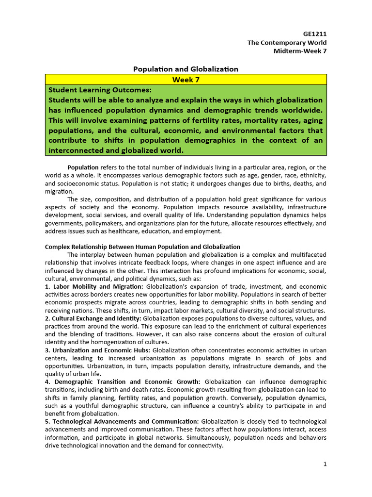 Globalization's Impact on Population Dynamics | PDF | Cost Of Living ...