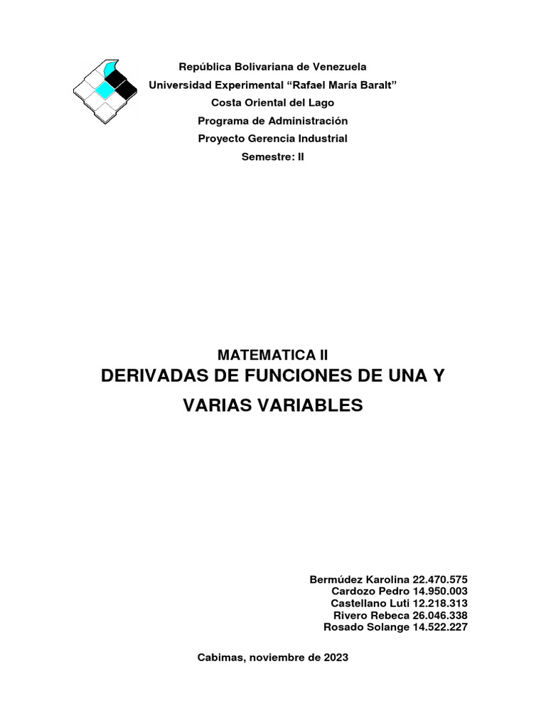 01 Derivadas de Funciones de Una y Varias Variables | PDF | Elasticidad (economía) | Derivado