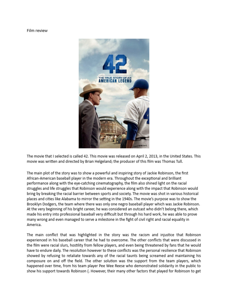 "42" Film Review | PDF | Jackie Robinson | Prejudices