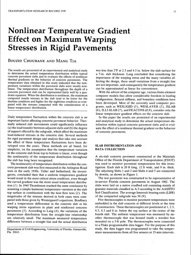 Temp Gradient For Warping Stress in Rigid Pavement | PDF | Stress ...