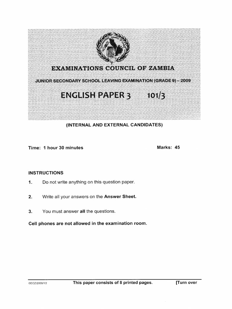 g9 English p3 2009 | PDF