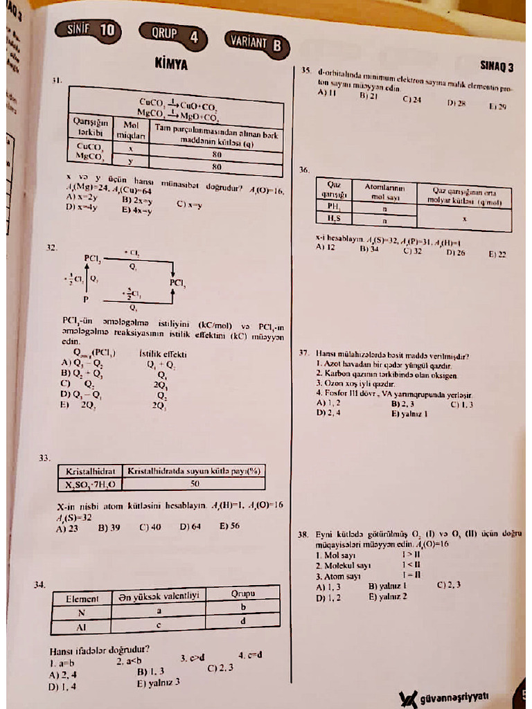 Güvən Sınaq3 (2022) - X Sinif, IV Qrup | PDF