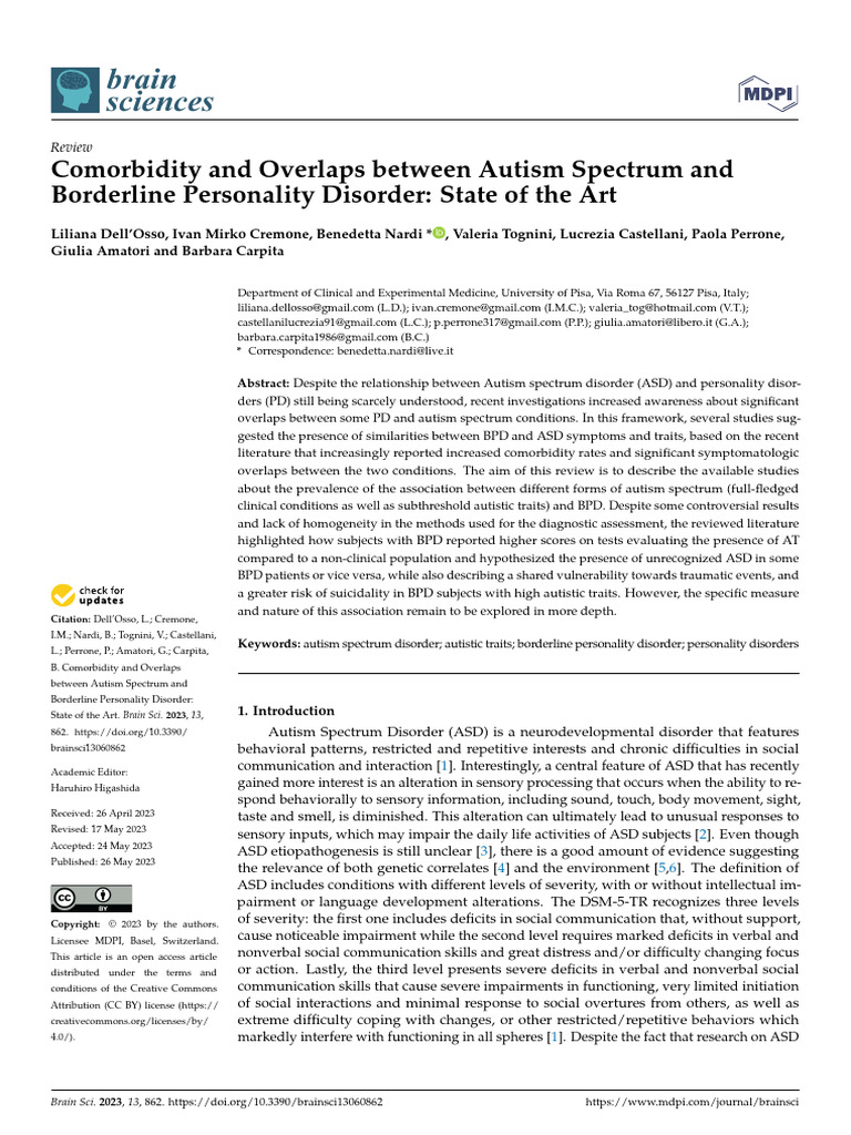 Comorbidity and Overlaps Between Autism Spectrum A | PDF | Autism ...
