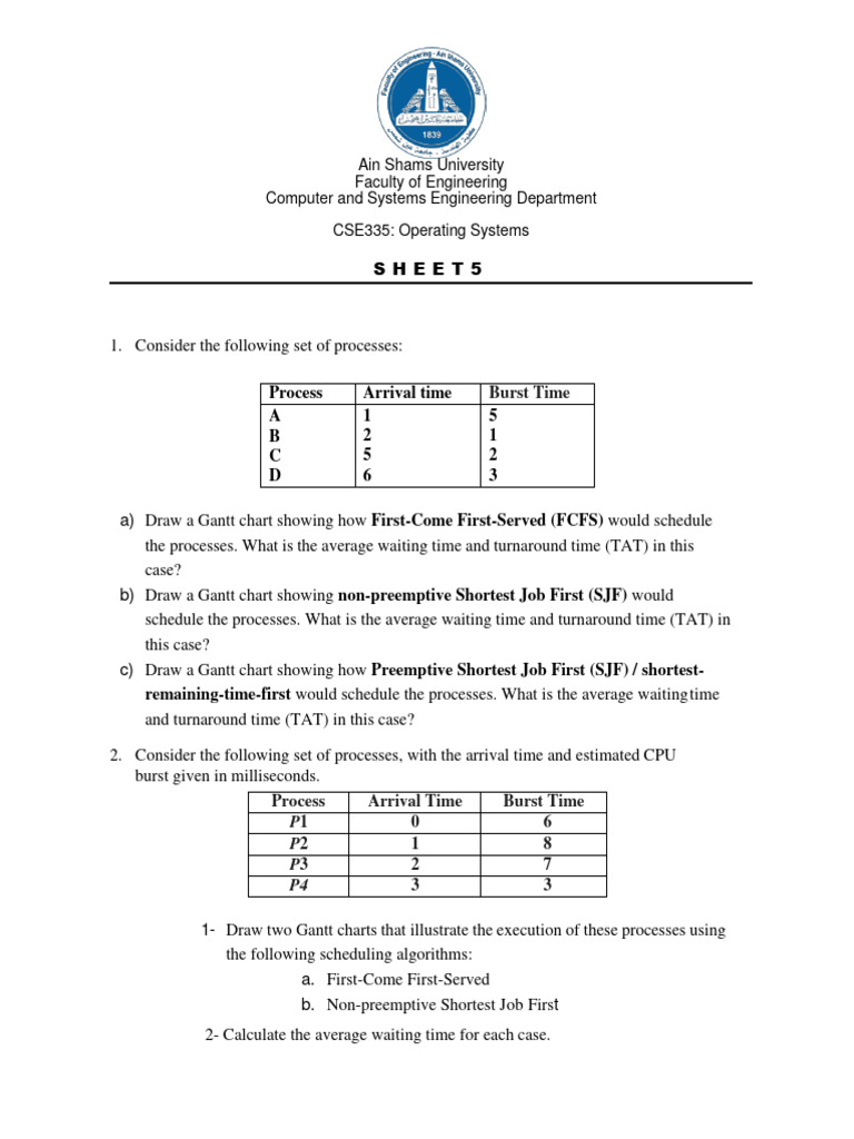 Tutorial 5 Os Pdf Scheduling Computing Computing 
