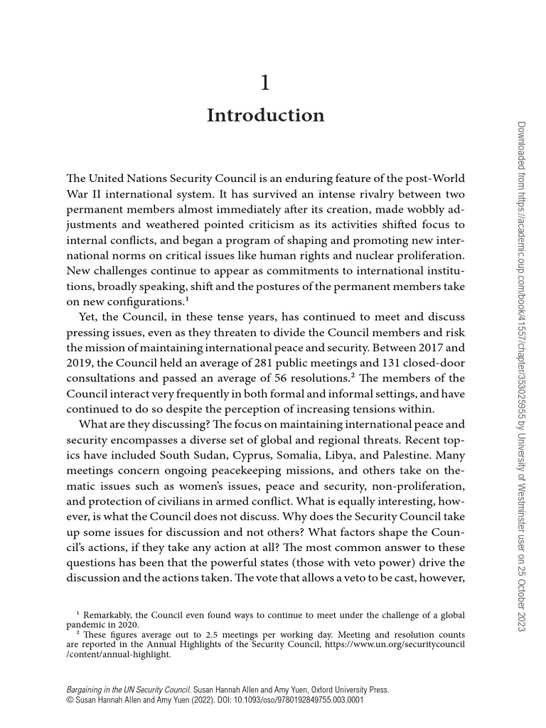 Allen Susan and Amy Yuen Bargaining in The UN Security Council Setting ...