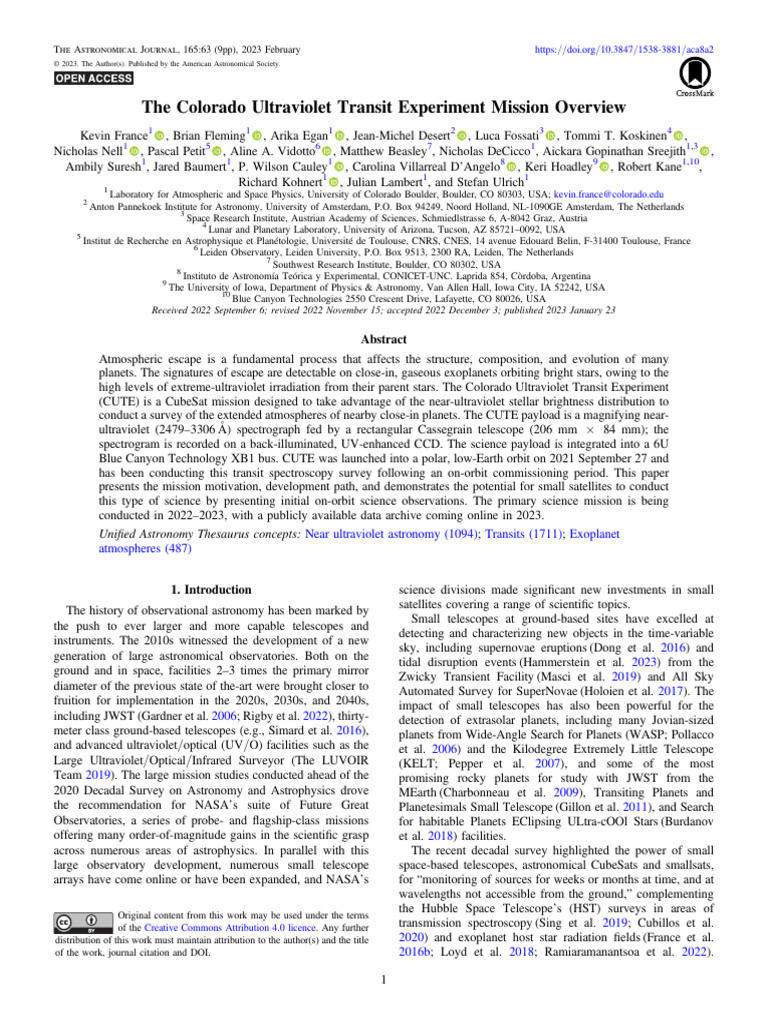 France - 2023 - AJ - 165 - 63 - The Colorado Ultraviolet Transit ...