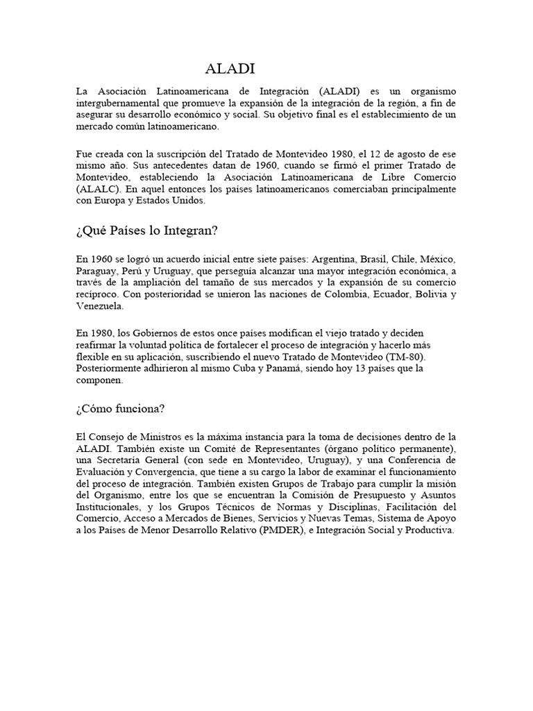ALADI | PDF | America latina | Economias