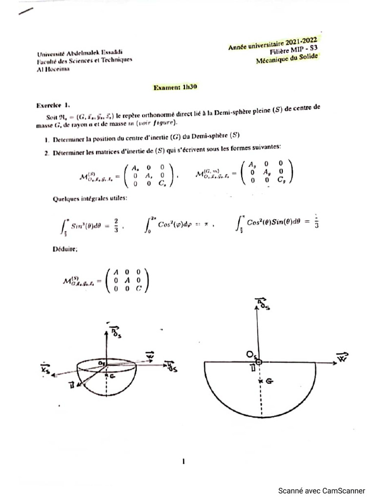 Exam Mécanique | PDF