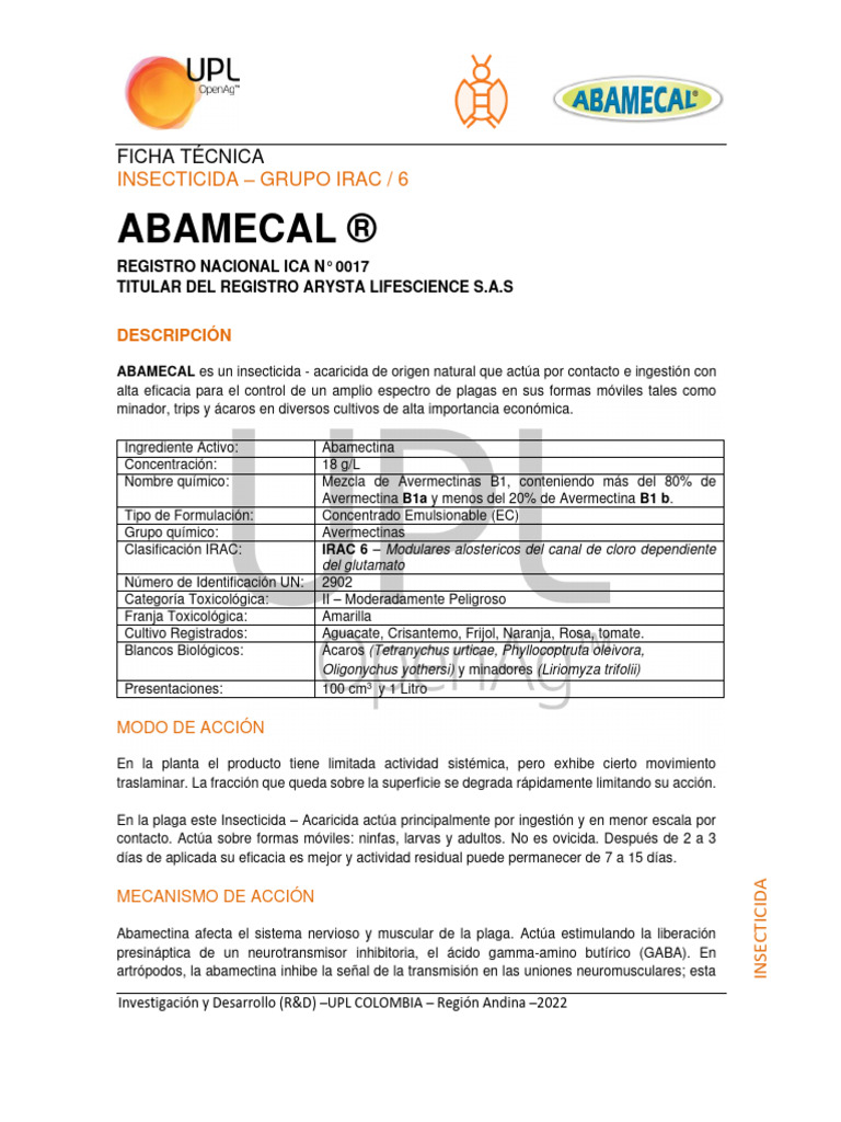 Abamecal Ficha Tecnica | PDF