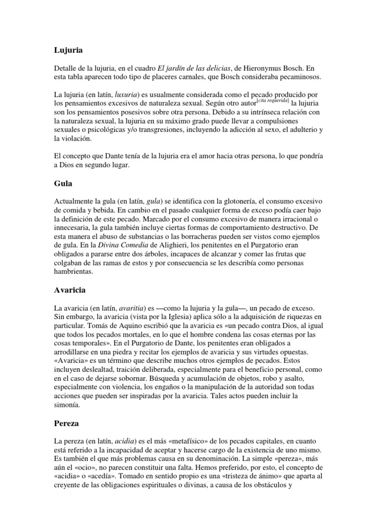 Ejemplos y significado de la lujuria | PDF | Siete pecados capitales ...